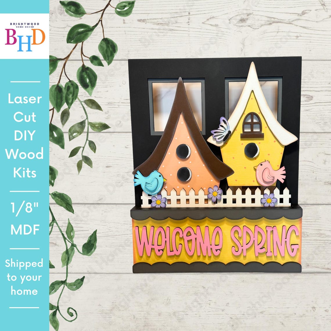 Welcome Spring Insert – Unfinished Wood – Laser Cut for Interchangeable ...
