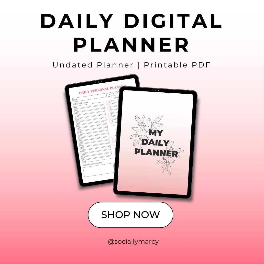 Daily Personal Planner Printable Digital Planner PDF Productivity ...