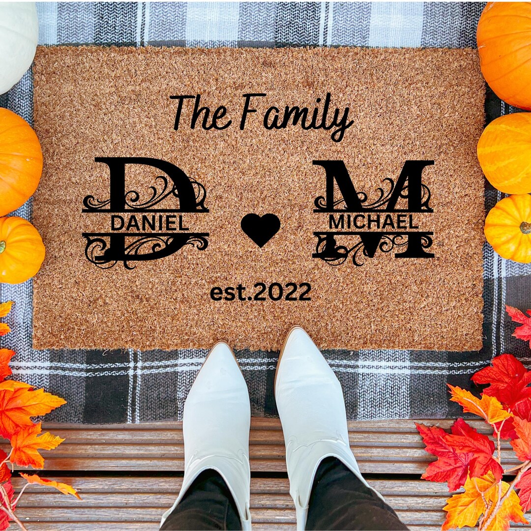 Custom Couples Name Doormat, Personalized Doormat, Front Door Mat ...