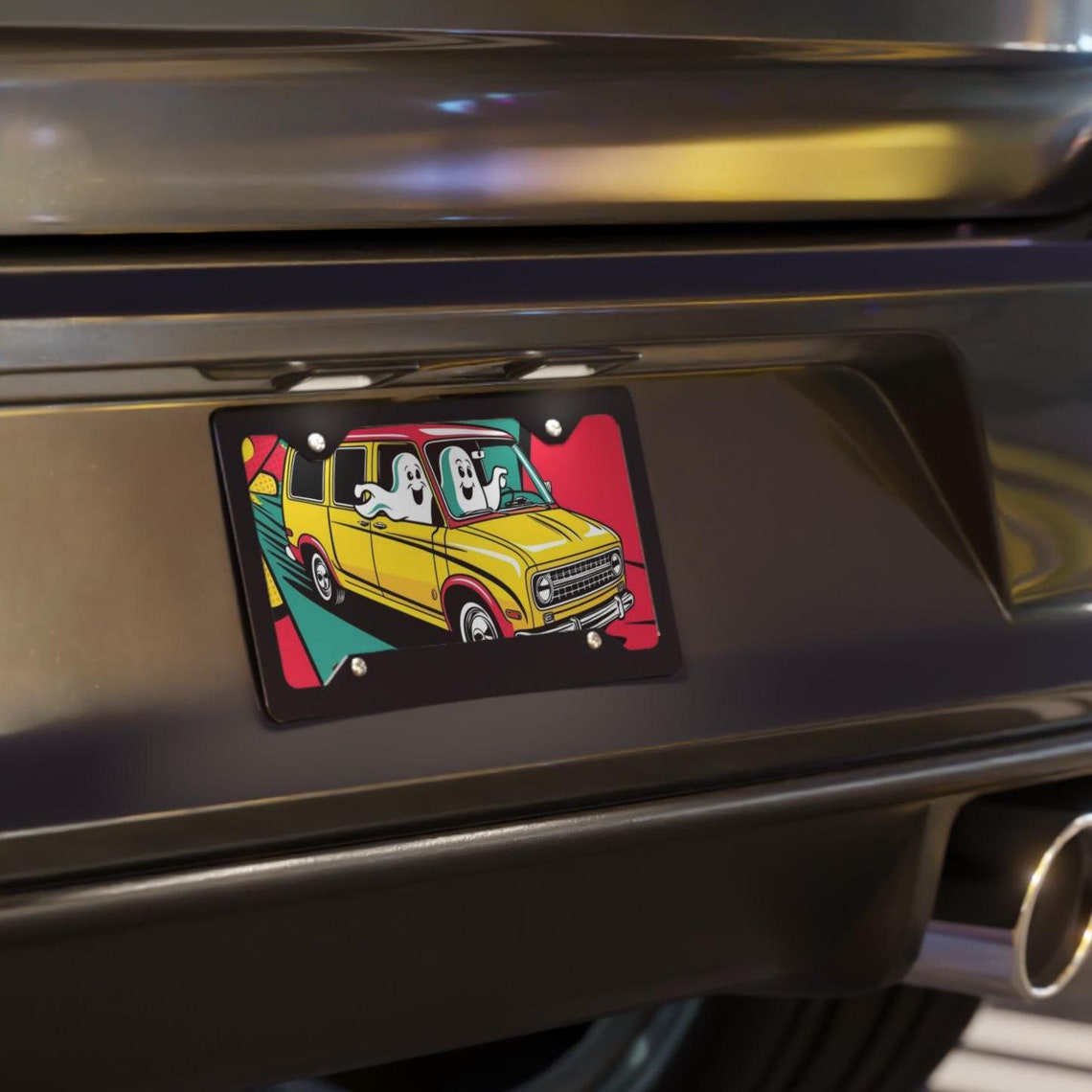 Vanity Plate, Pop Art Smiling Ghosts License Plate, Halloween Car Decor ...