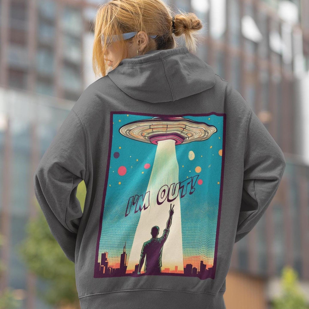 Unisex Full Zip Hoodie, UFO Alien Abducting Man, Free Shipping - Etsy