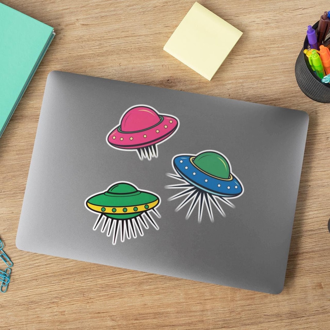 Colorful Ufos Kiss-cut Vinyl Decals, Stickers, Alien Space Ship, Outer ...