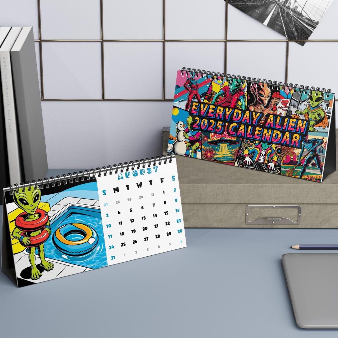 Pop Art Alien Desk Calendar: Colorful Office Decor - Etsy