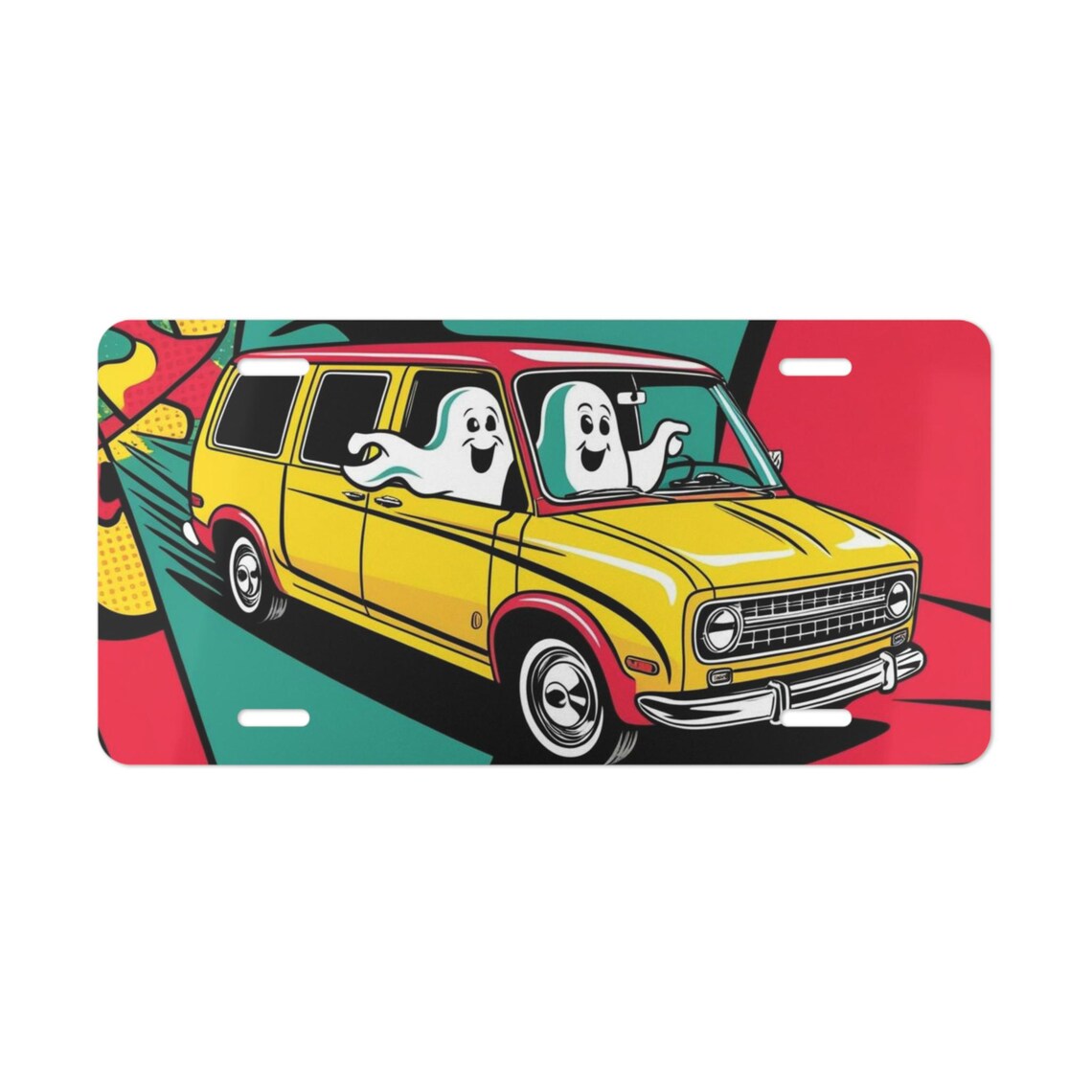 Vanity Plate, Pop Art Smiling Ghosts License Plate, Halloween Car Decor ...