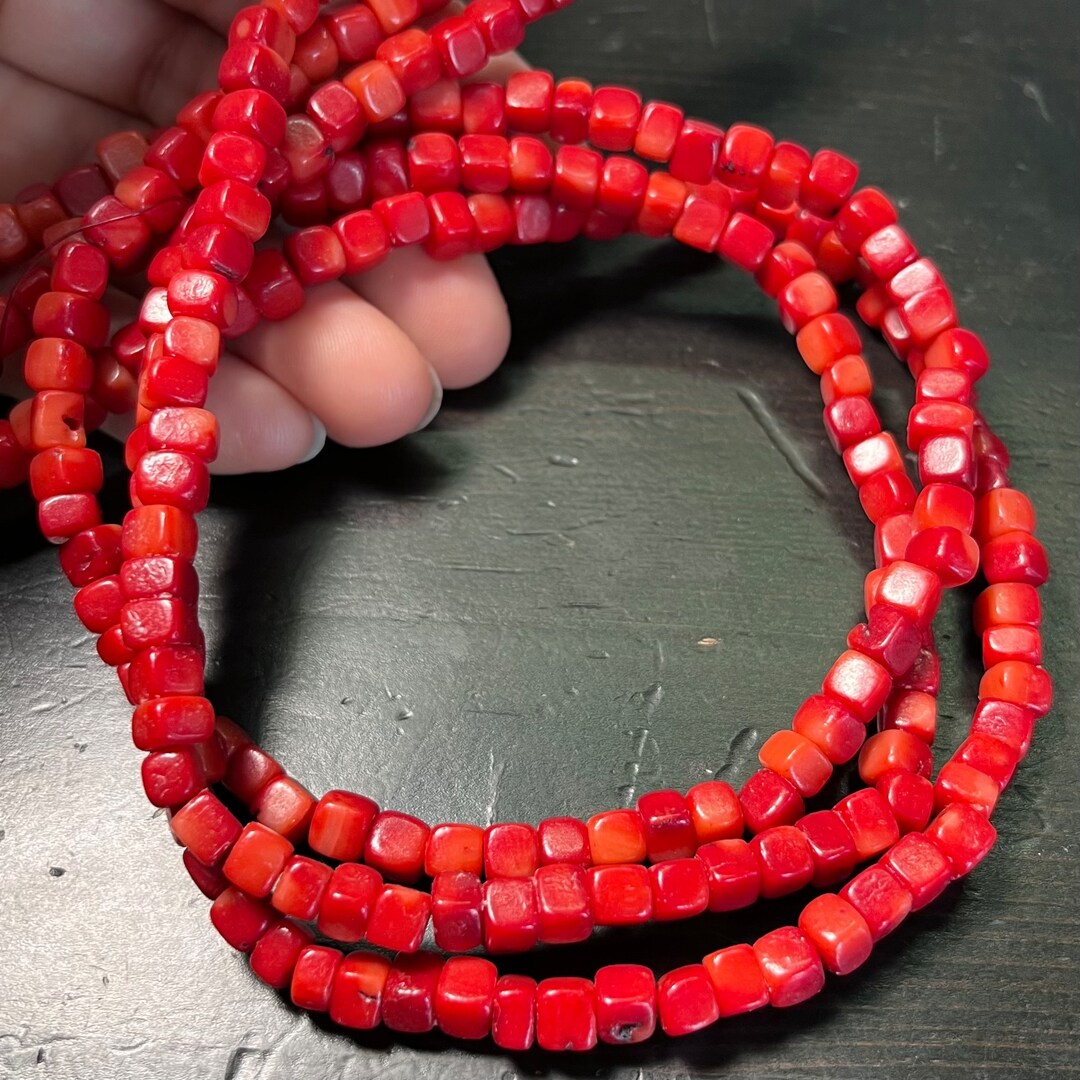 5mm Bamboo Coral Cubes, 15.8 Inch Strand. - Etsy