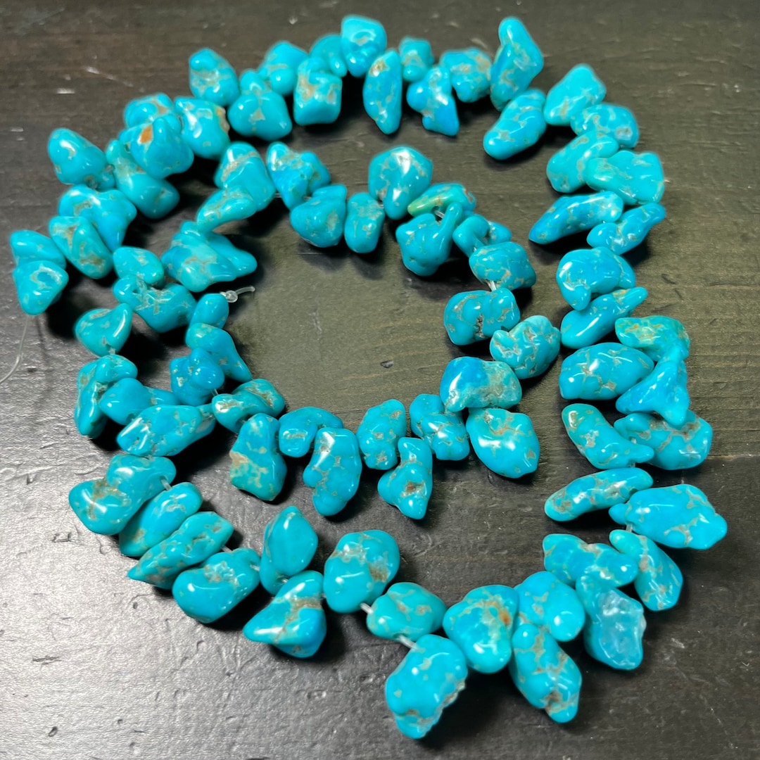 9-13mm Nacozari Turquoise Nuggets, Top Drilled, Bluest Blue, 16 Inch ...