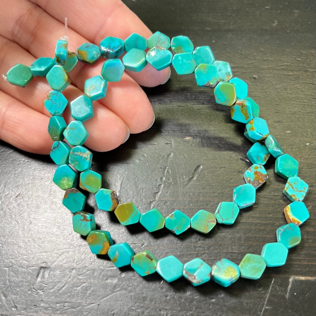 Two-tone Turquoise Hexagons. From Hubei, China. 15.75 Inch Strand. - Etsy