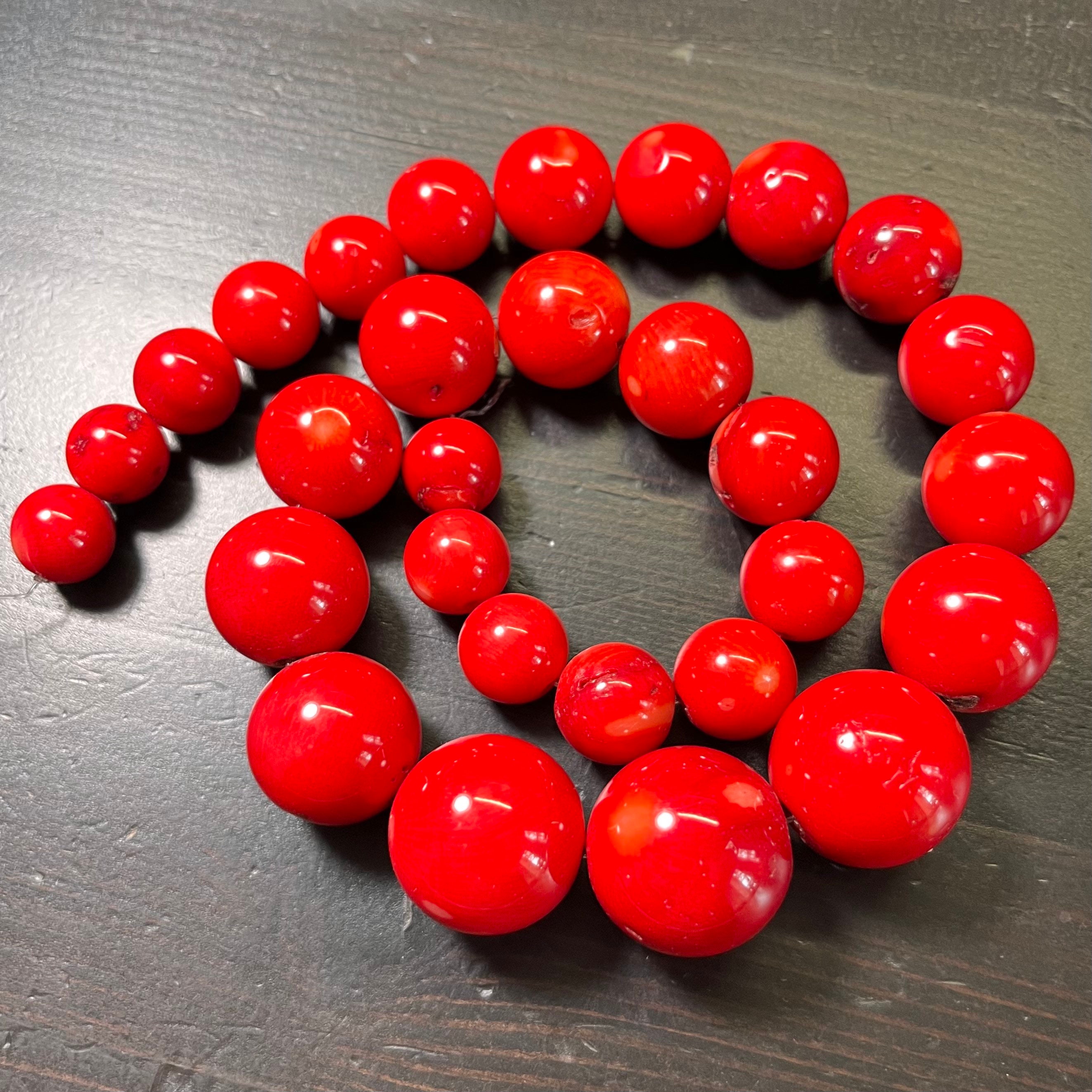 11-20mm Bamboo Coral Rounds, Bright Red, 15.75 Inch Strand. - Etsy