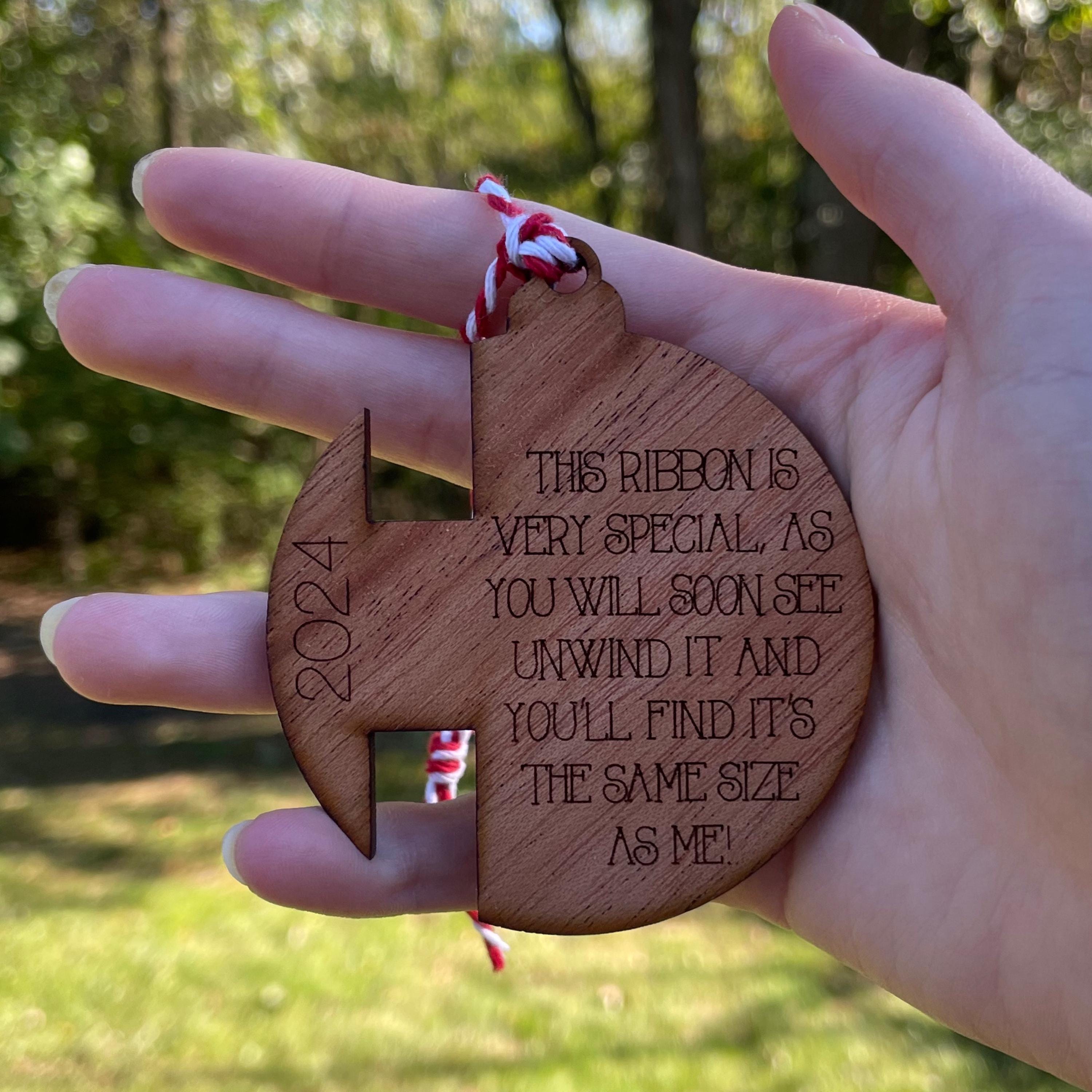 Growth Chart Wooden Ornament | Ribbon Measurement Ornament | Christmas ...