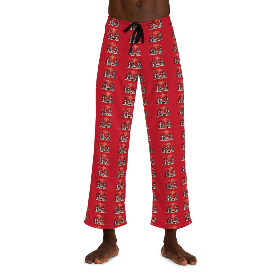 Christian Mens Christmas Nativity Pajama Pants, Pjs, Holiday Sleepwear ...