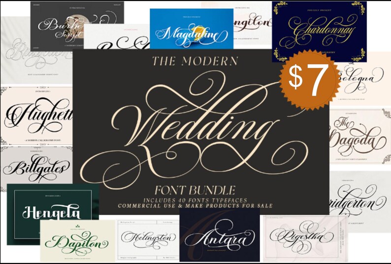 The Modern Wedding Font Bundle - Etsy