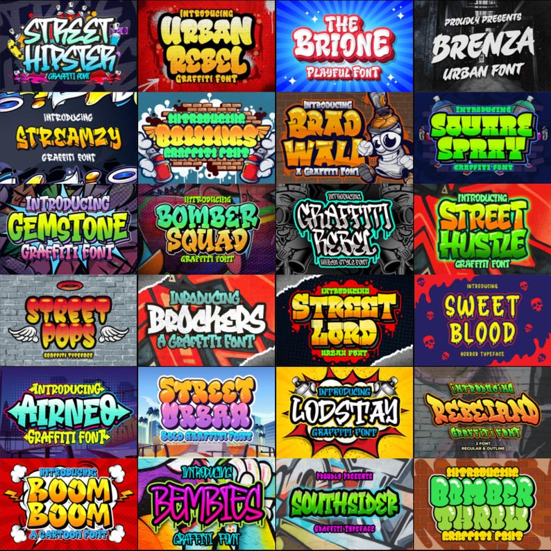 Urban Graffiti Font Bundle - Etsy