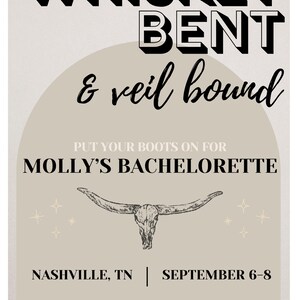 Whiskey Bent and Veil Bound Bachelorette Party Invitation - Editable ...