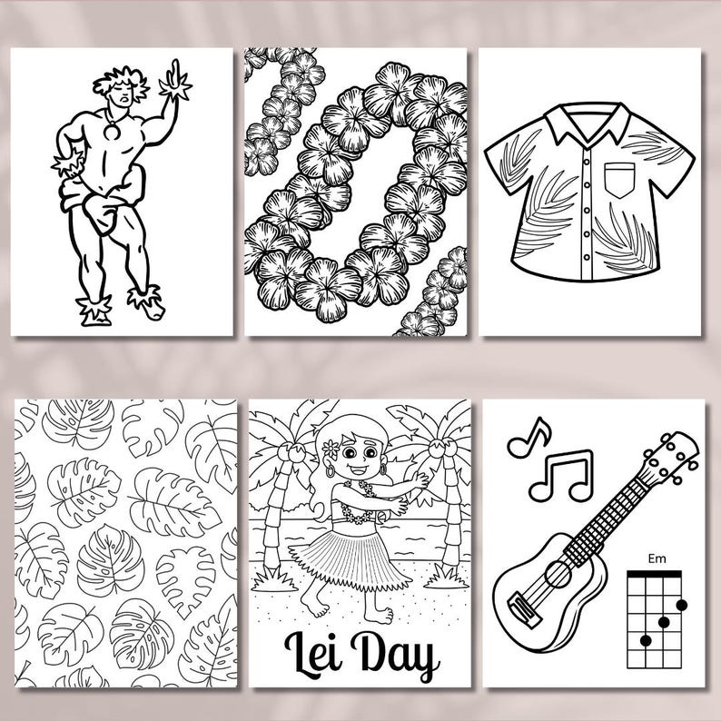 Printable May Day Coloring Book Pages; Class Activity; Lei, Flowers ...