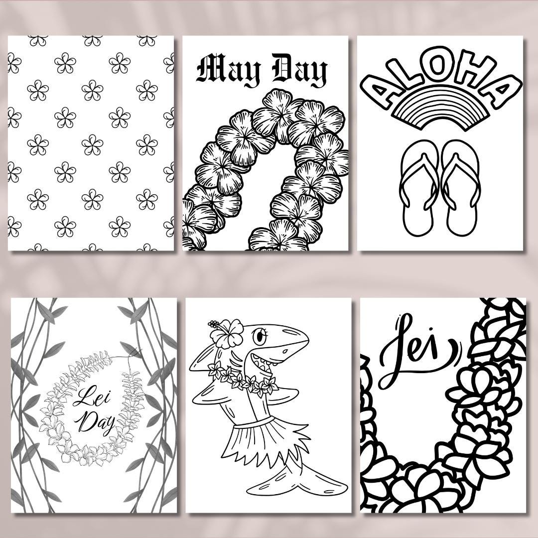 Printable May Day Coloring Book Pages; Class Activity; Lei, Flowers ...