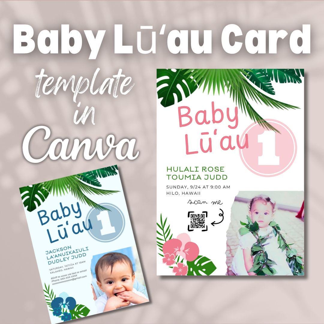 Baby Lū'au Birthday Party Invite TEMPLATE, Printable, Customizable, Can ...