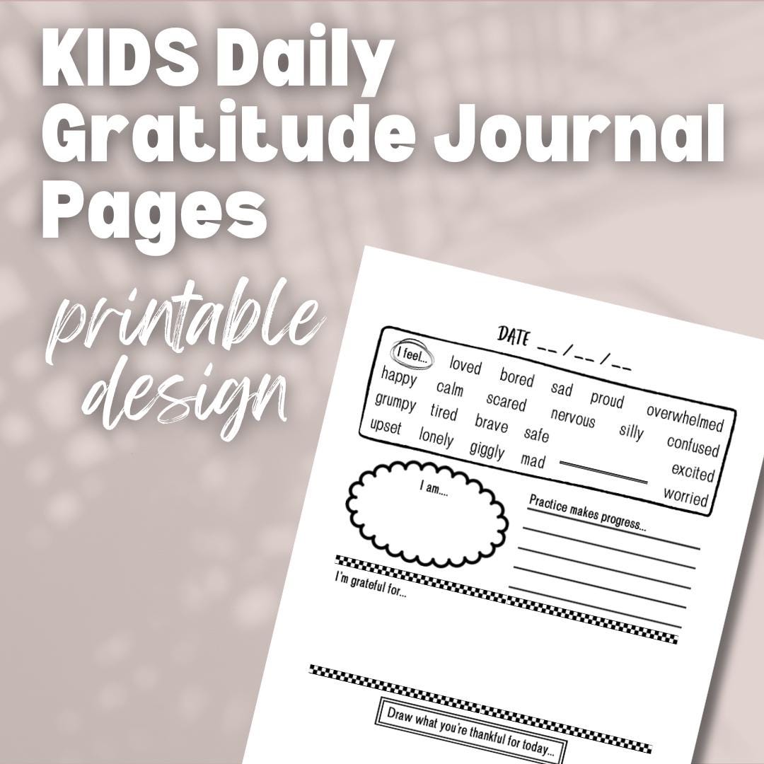 Printable KIDS Daily Gratitude JOURNAL Worksheet, Fillable, Print Out ...