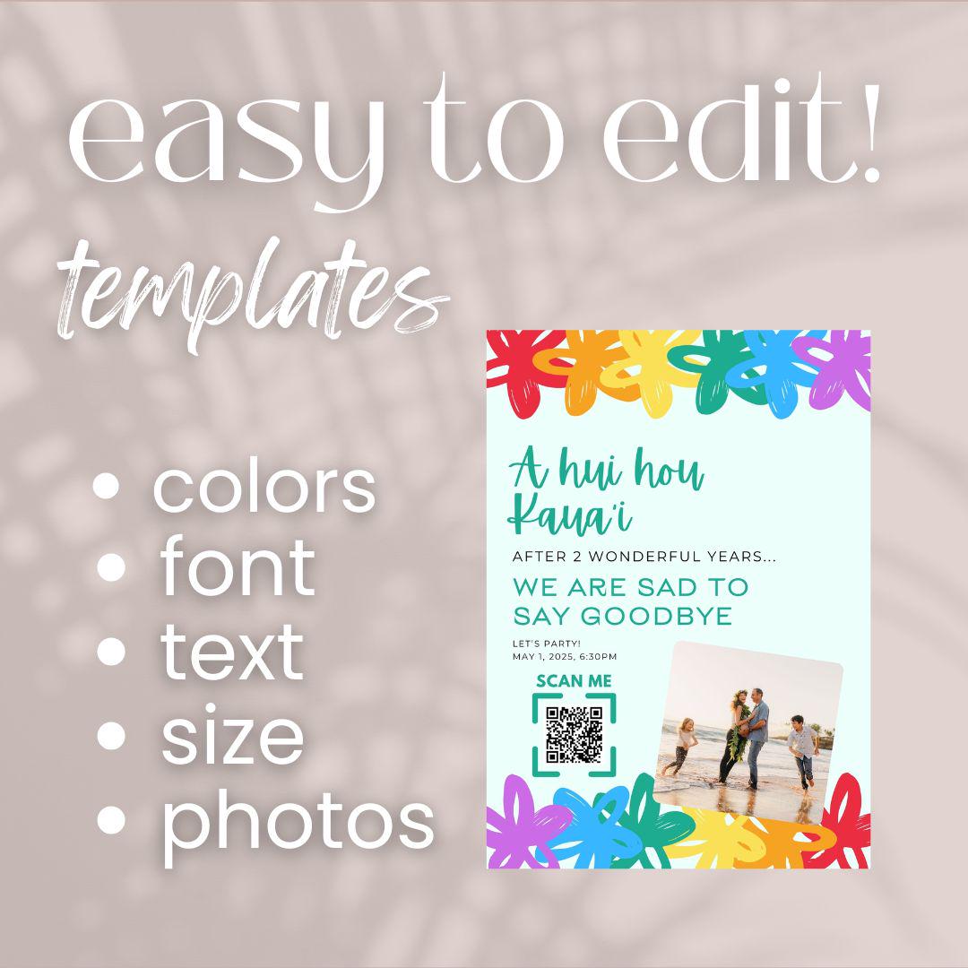 Farewell Card Template, Going Away, Goodbye, A Hui Hou, Printable ...