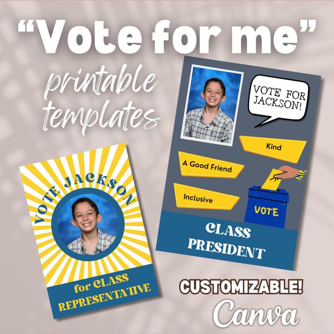 Flyer: "vote for Me" Kids Campaign Poster | Customizable Canva Template ...