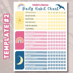 Daily Habit Checklist, Kids Responsibility Chart, Children to Do List ...