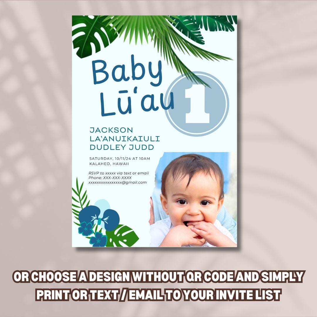 Baby Lū'au Birthday Party Invite TEMPLATE, Printable, Customizable, Can ...