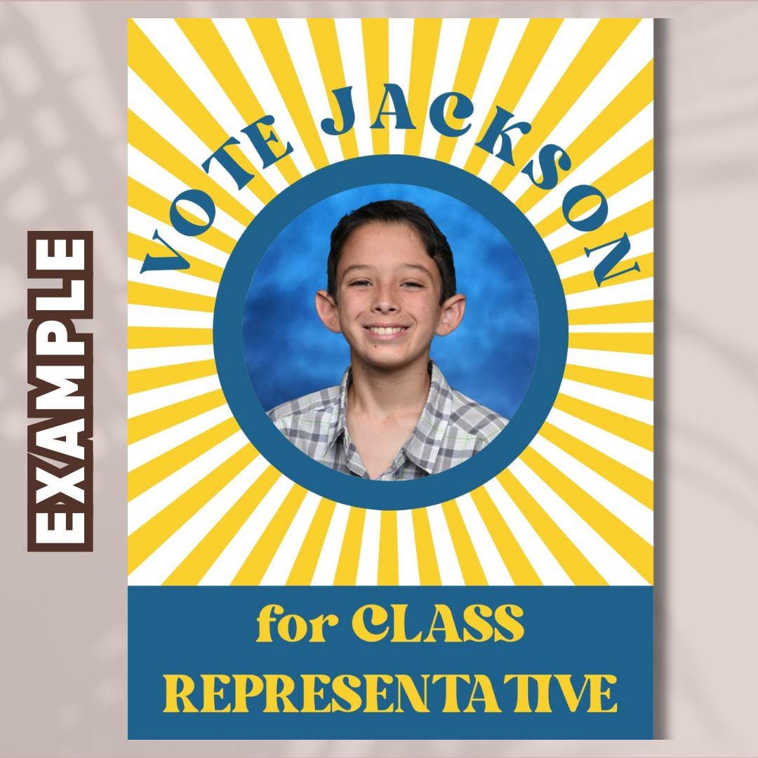 Flyer: "vote for Me" Kids Campaign Poster | Customizable Canva Template ...
