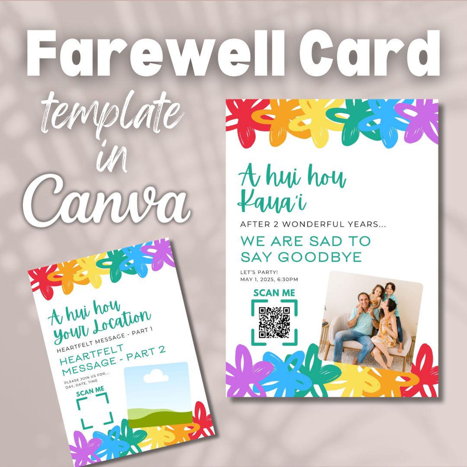Farewell Card Template, Going Away, Goodbye, A Hui Hou, Printable ...