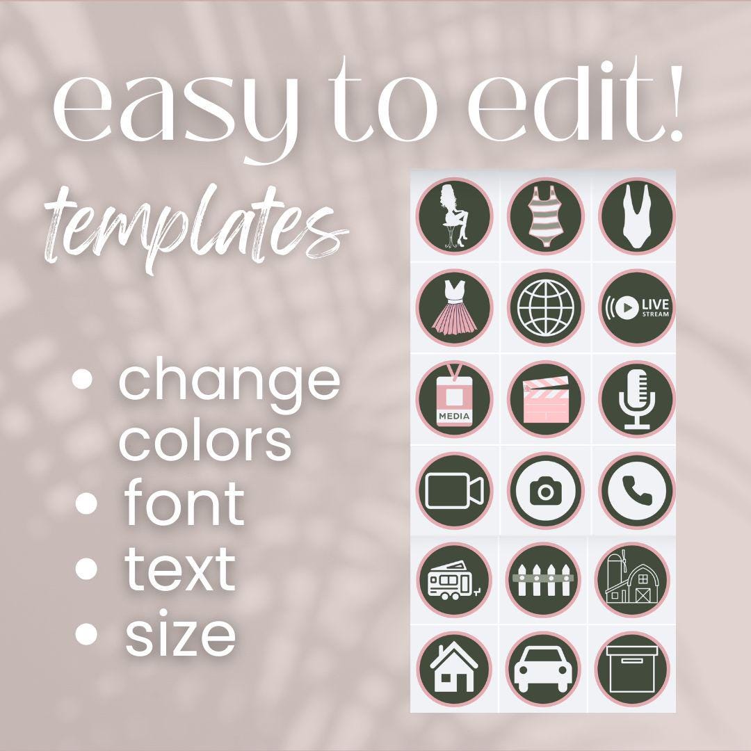 LARGE SUITE of Instagram Highlights Templates, Customizable, Editable ...