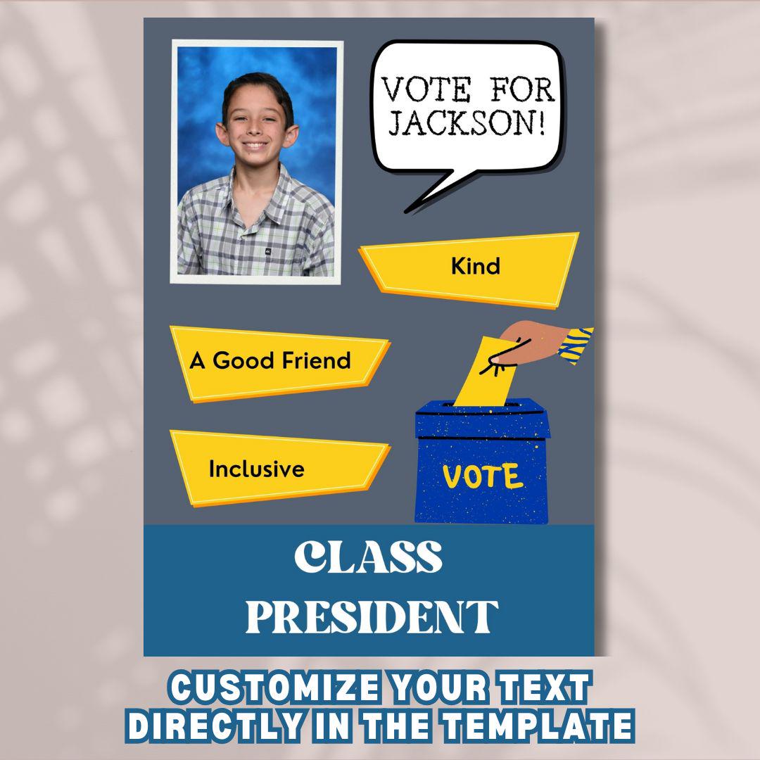 Flyer: "vote for Me" Kids Campaign Poster | Customizable Canva Template ...