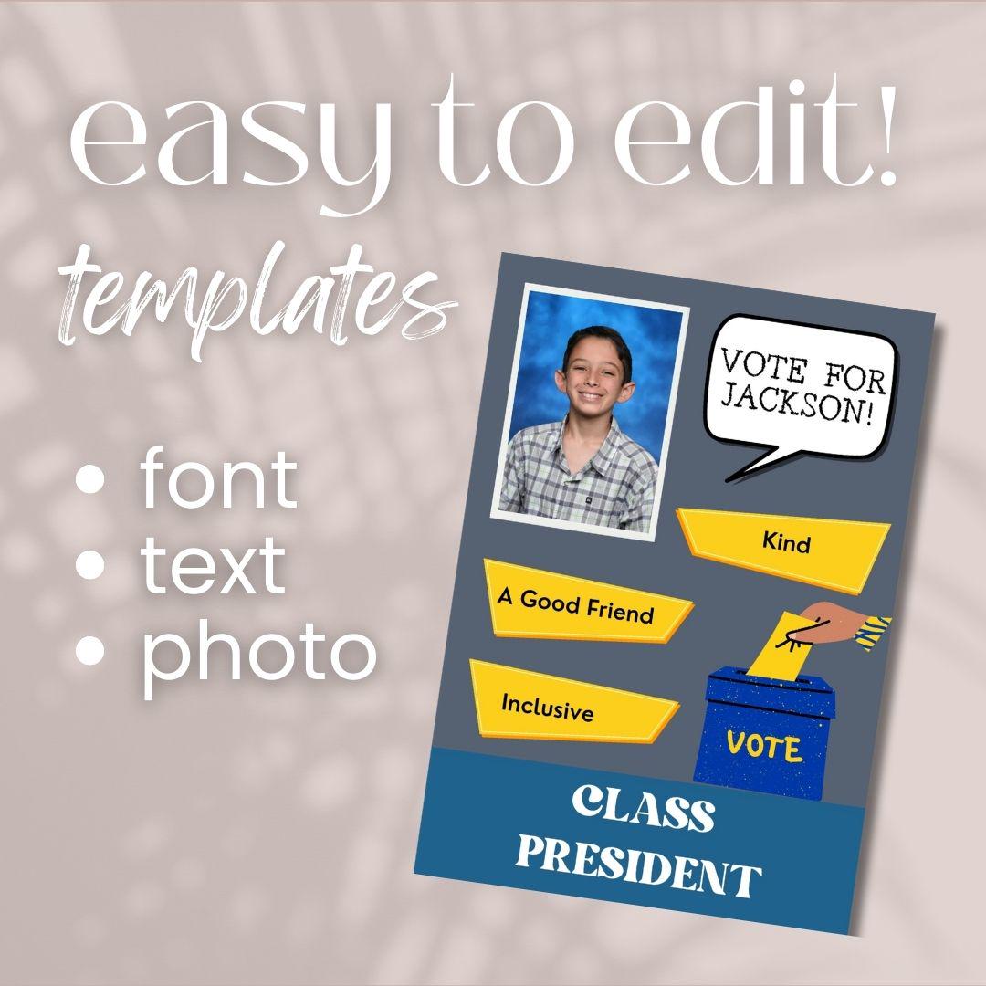 Flyer: "vote for Me" Kids Campaign Poster | Customizable Canva Template ...