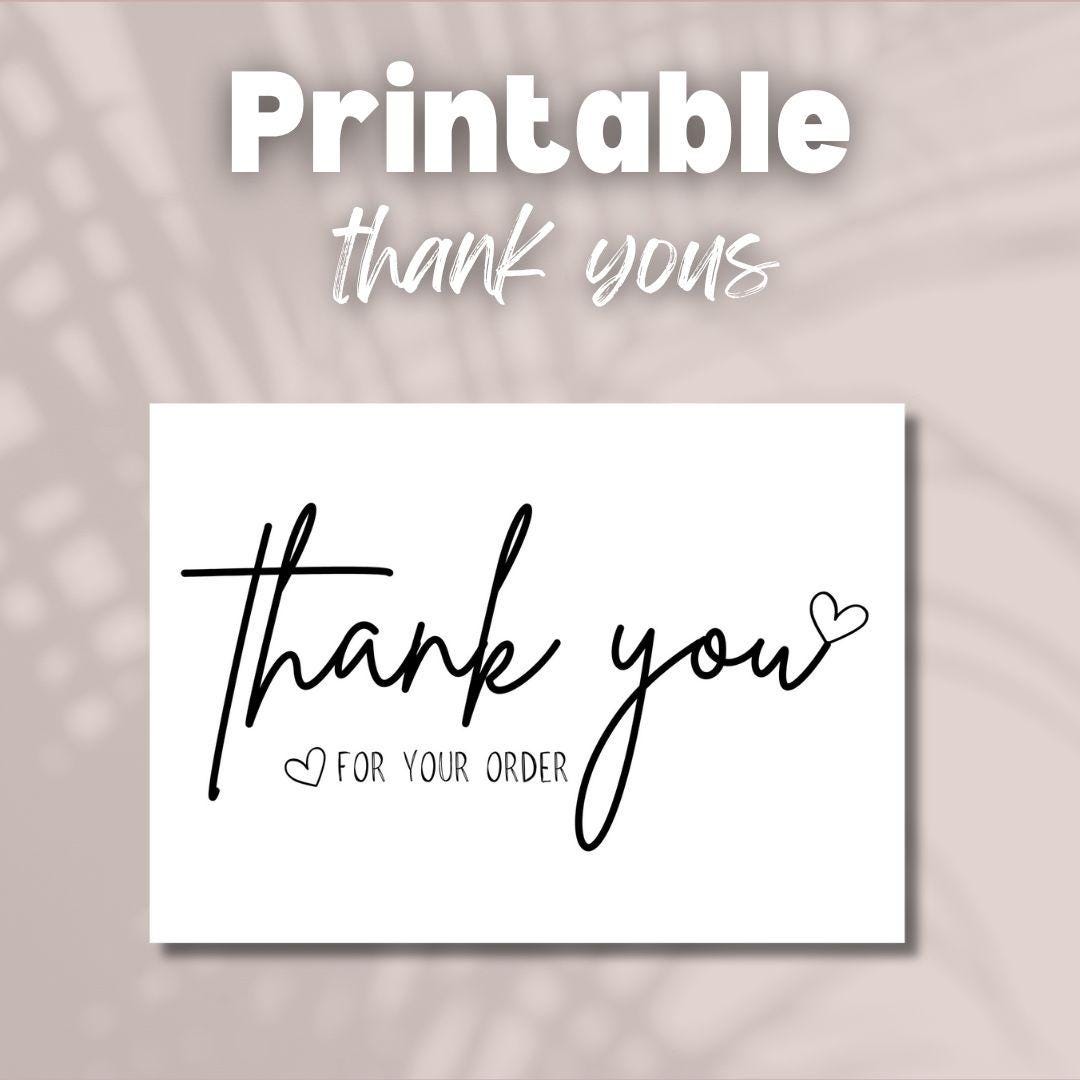 Printable Cute Little "thank You for Your Order" Cards, Poshmark ...