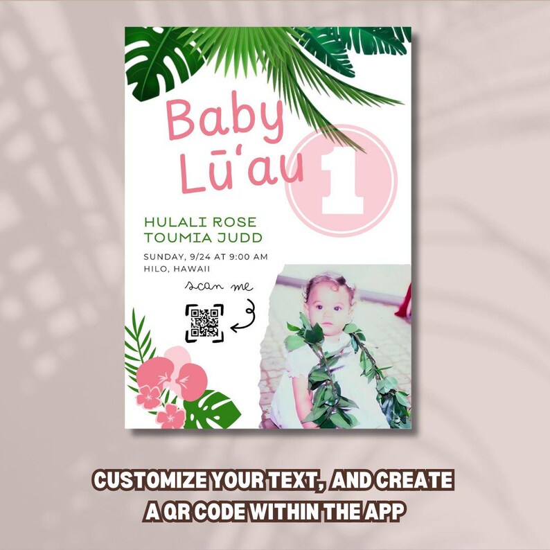 Baby Lū'au Birthday Party Invite TEMPLATE, Printable, Customizable, Can ...