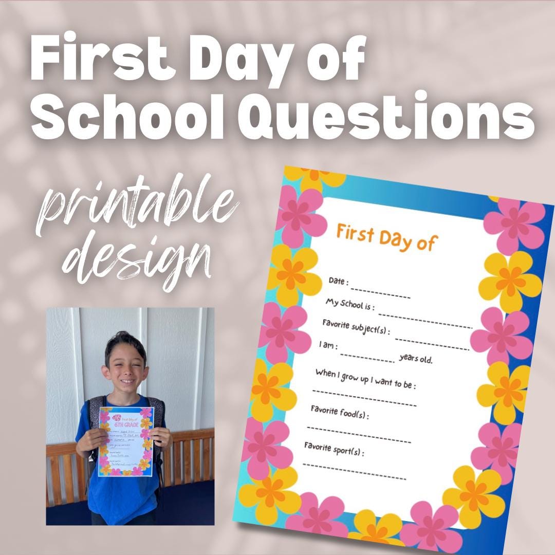 Printable First Day of School Print Out, Fill Out, New School Year ...