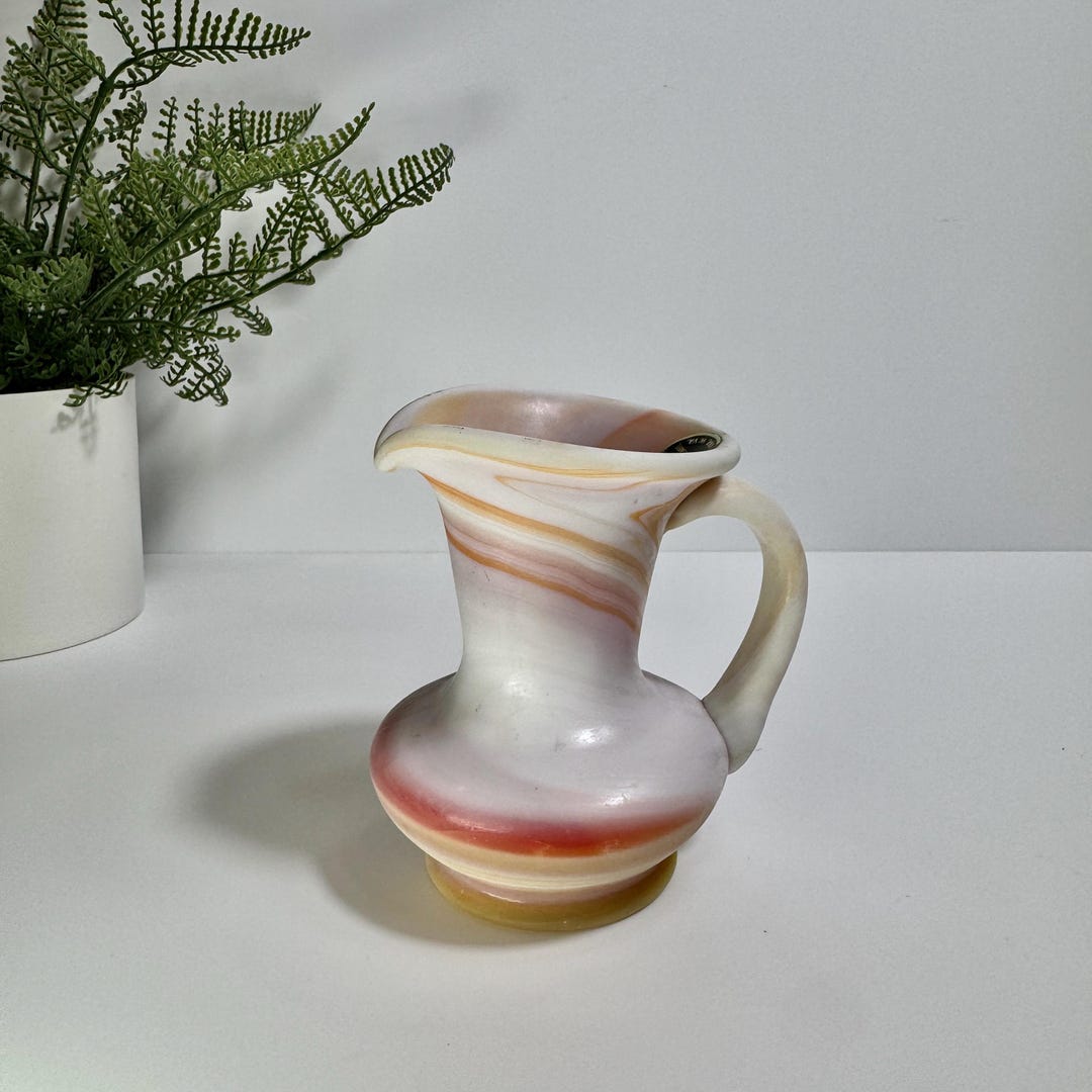 Kanawha Sunset Swirl Small Pitcher, White Slag Glass - Etsy