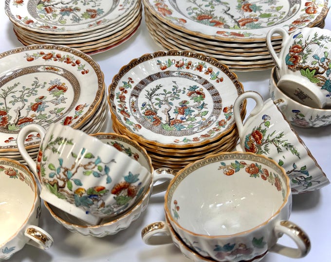 40 Piece Copeland Spode Indian Tree Dinnerware Set • Serves 8 • Early ...