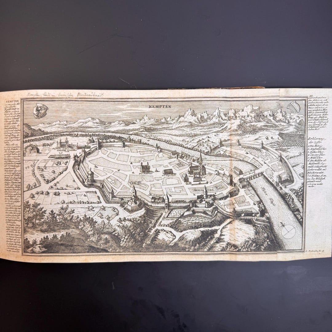 1720 Map of Kempten, Germany by Gabriel Bodenehr Original Copperplate ...