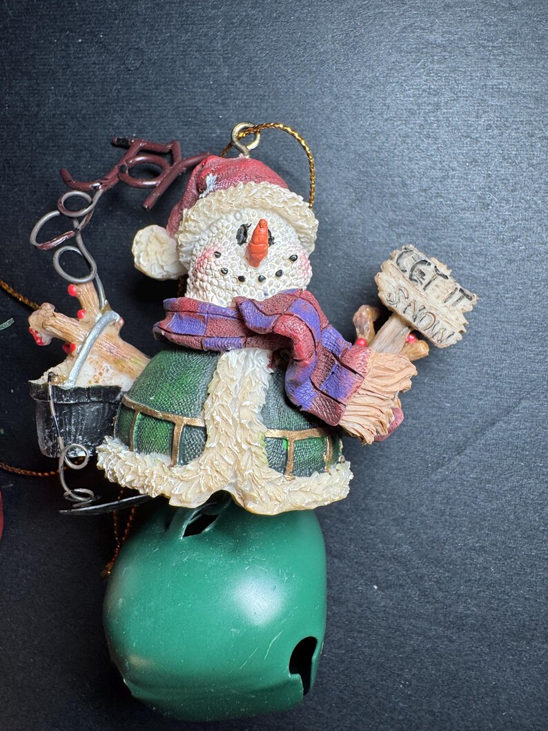 Jingle Bell Snowmen Ornament Set of 5, Vintage Christmas Tree Bells - Etsy