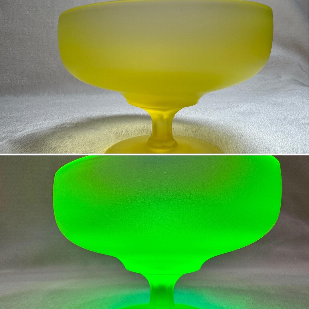 Tiffin Canary Yellow Satin Vaseline Glass Footed Compote, Vintage ...