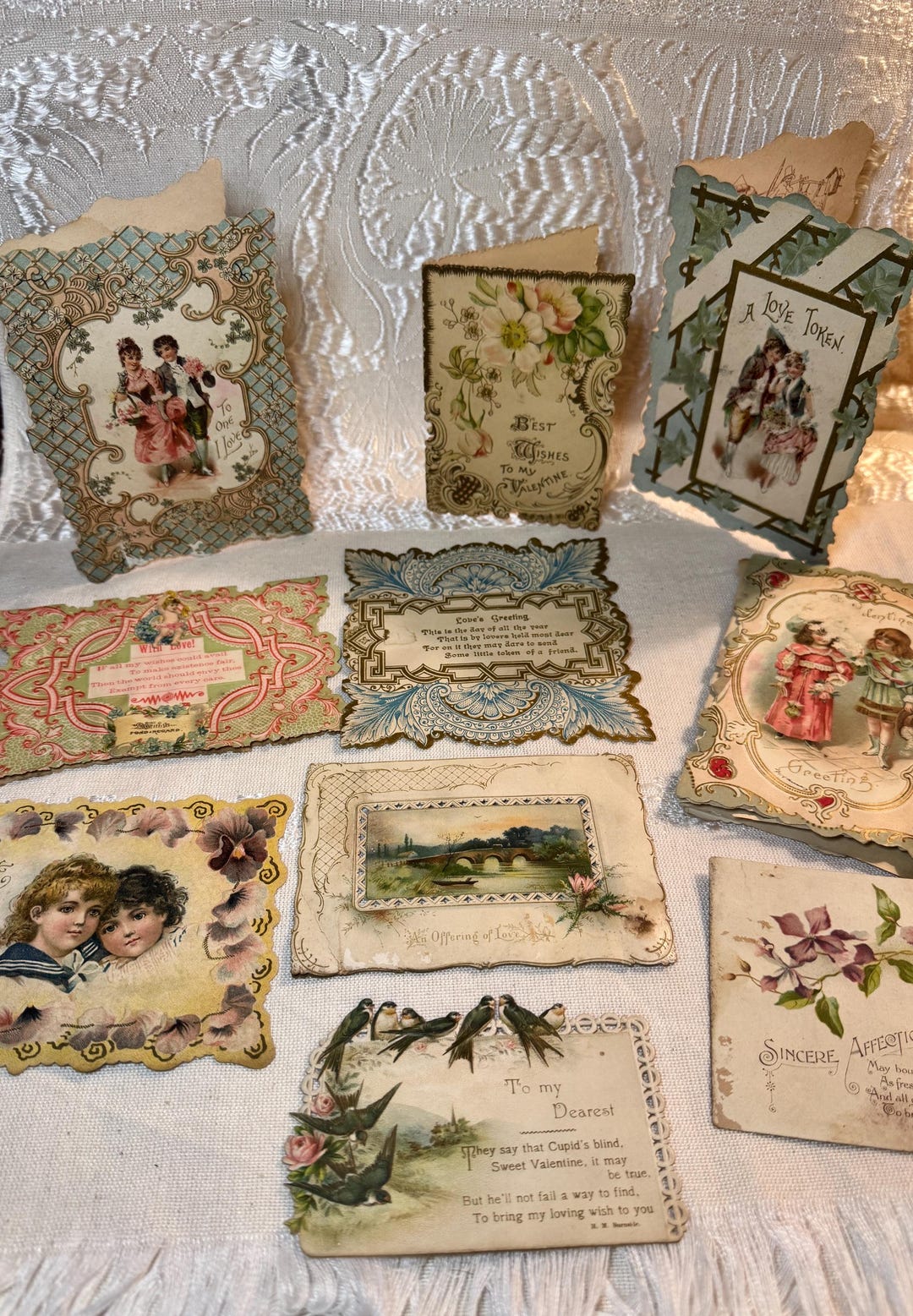 1890s Victorian Valentines Day Greeting Cards Lot of 10, Antique Die ...