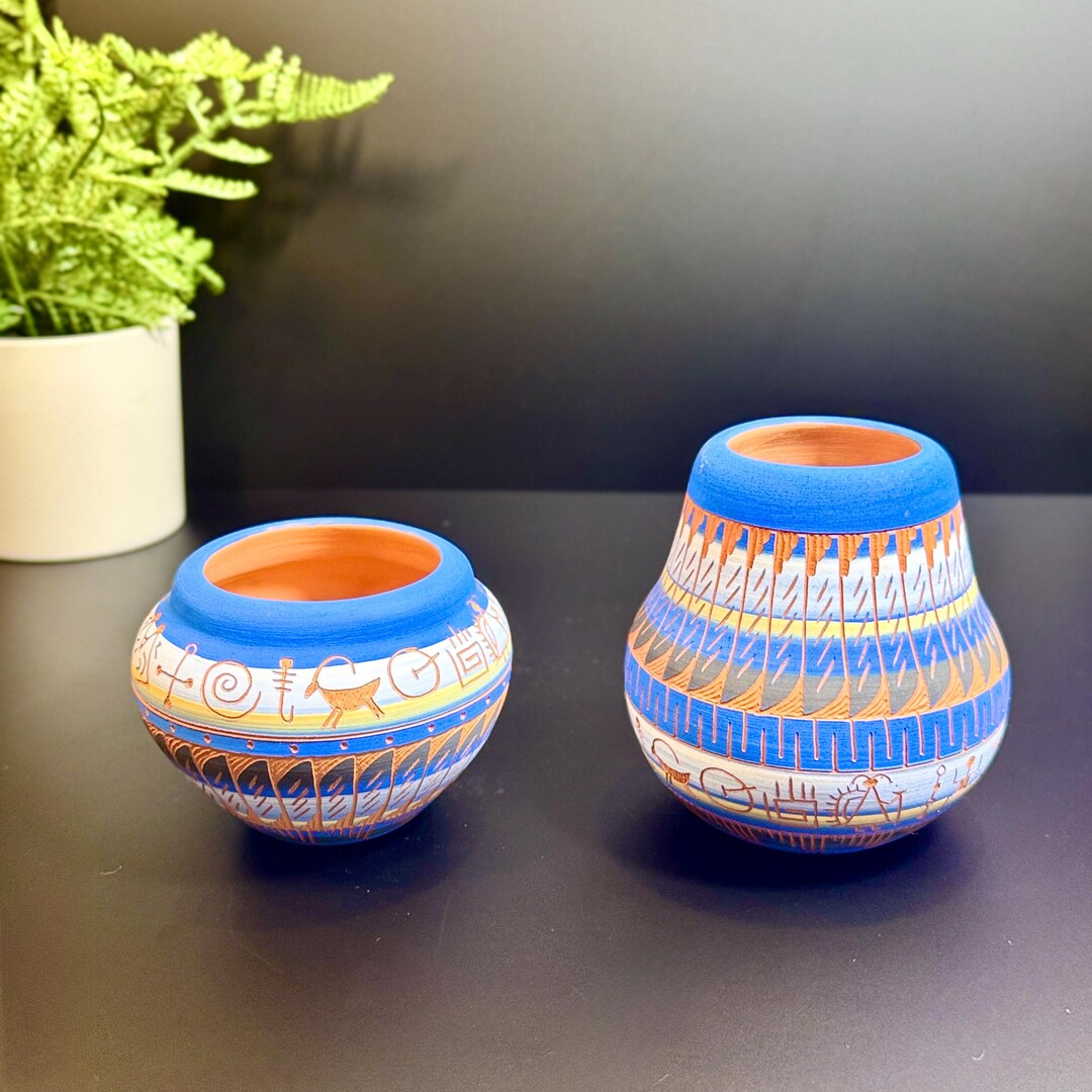 Navajo Hand Painted Terra Cotta Pottery Vases, Native American Art - Etsy
