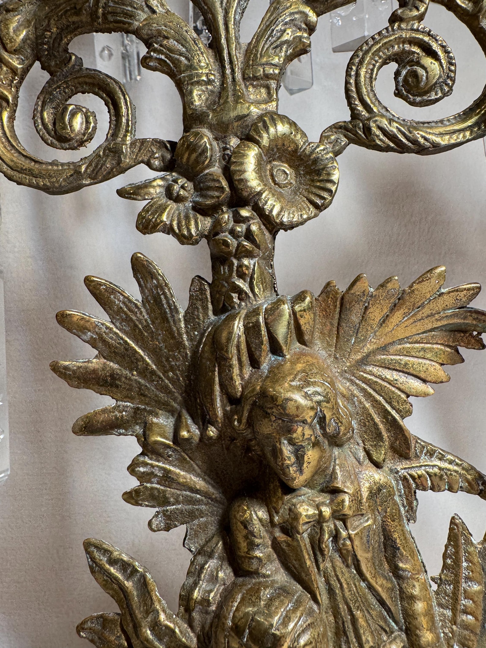 Antique Girandole Victorian Brass Candelabra With Crystal Prisms and ...