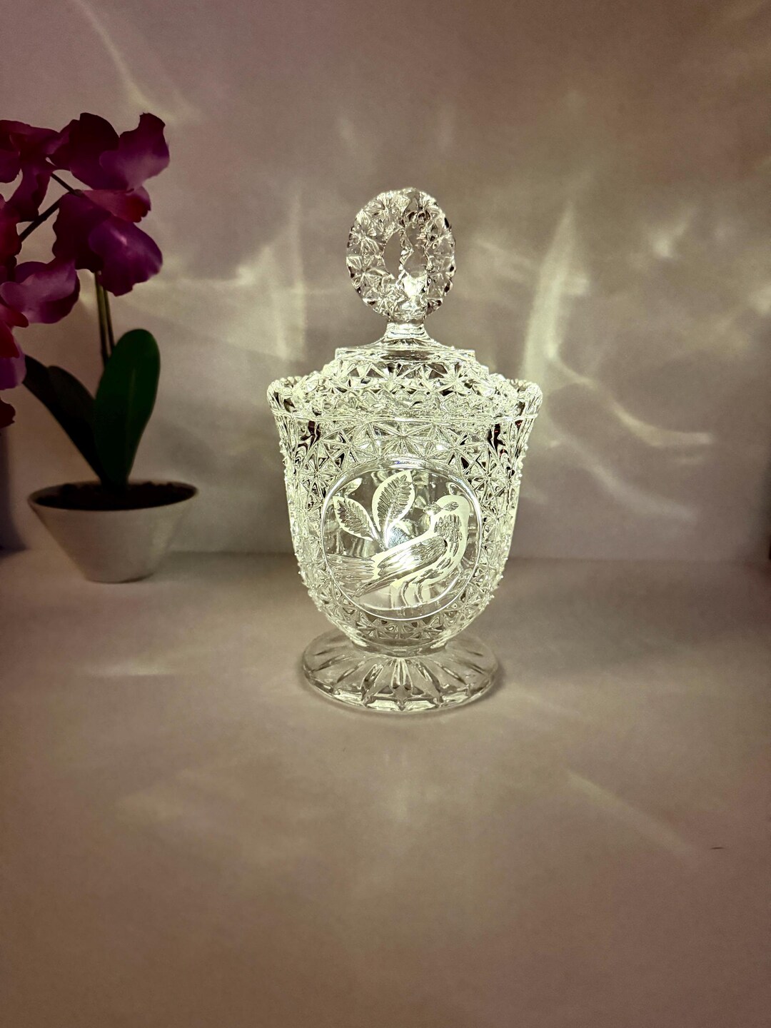 Large Birdie Glow Lamp • "glamp" • Vintage Glass Mood Light - Etsy