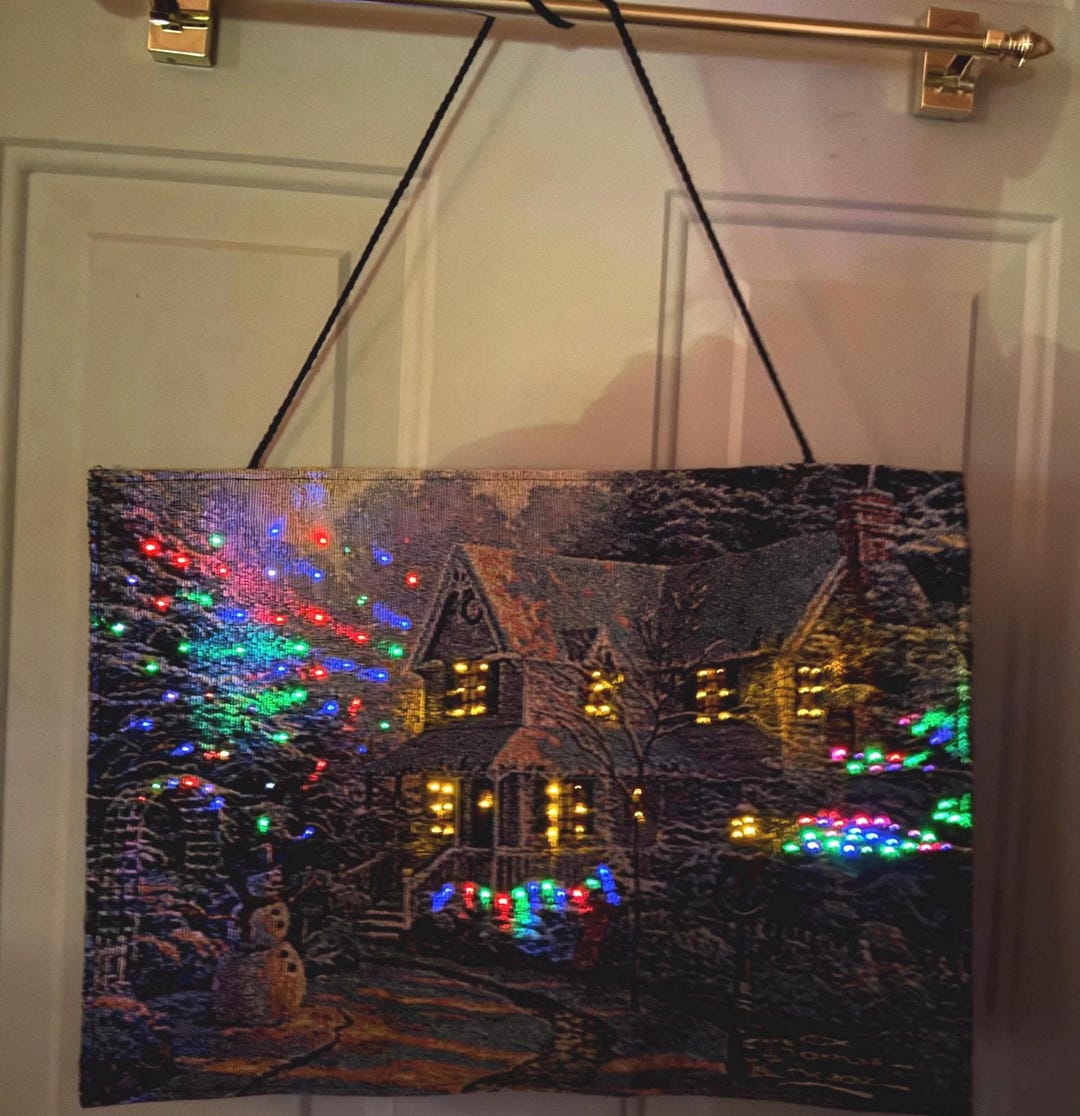 Christmas Light up Tapestry by Thomas Kinkade Night Before Christmas ...