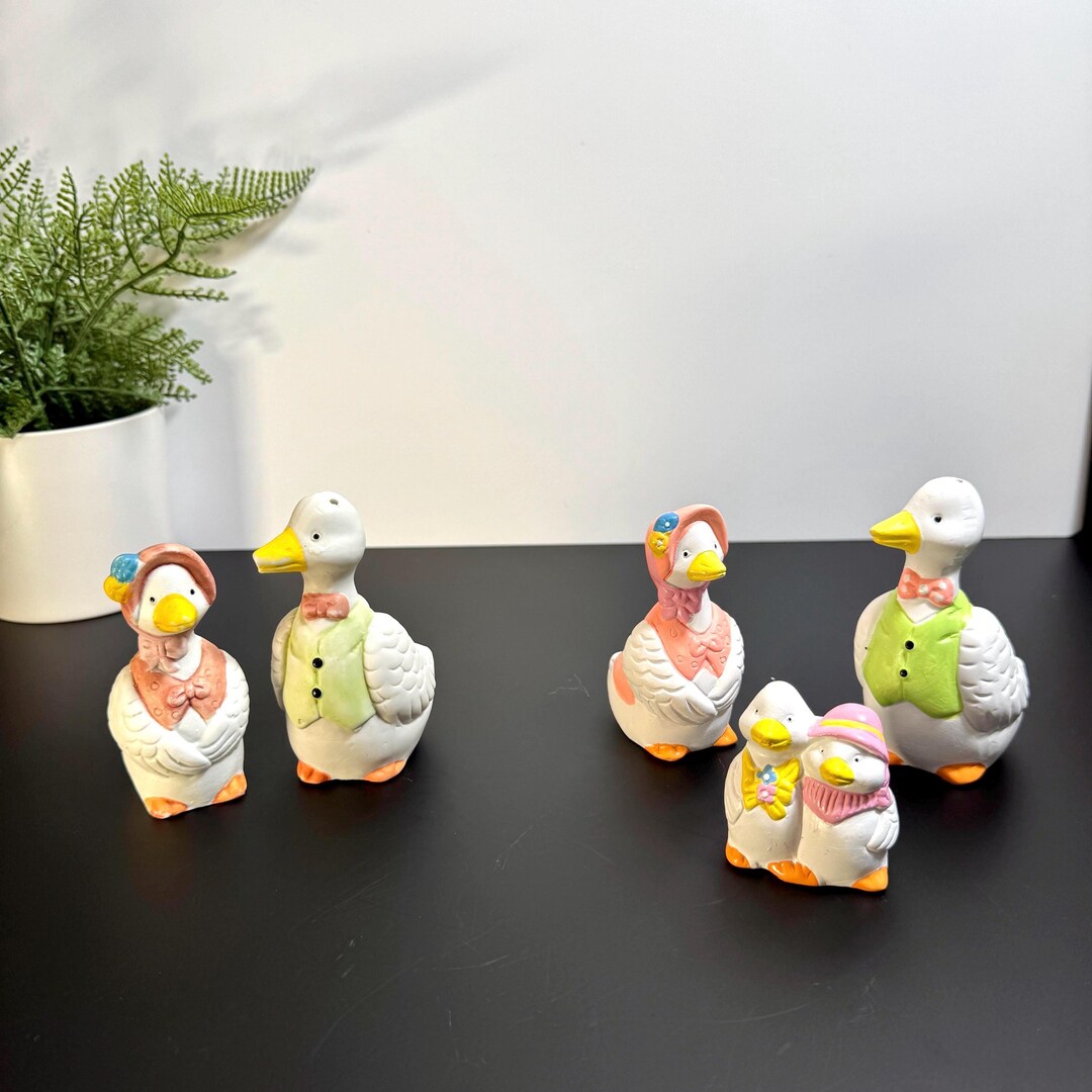 Mother and Father Goose Family Salt + Pepper Shakers With Toothpick ...