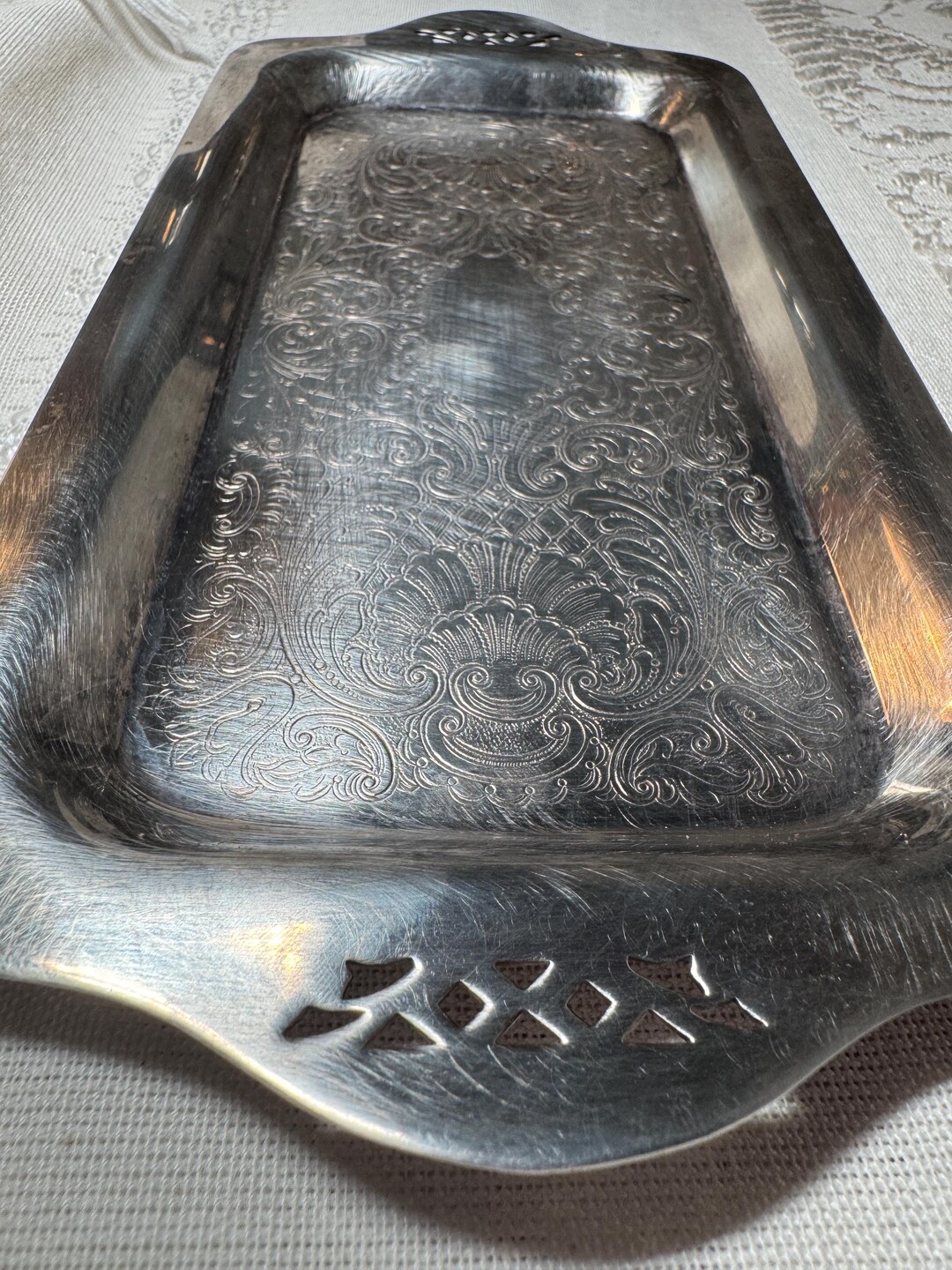 Vintage Sheffield Silver Co Small Silver Plated Tray 9.5", Ornate ...