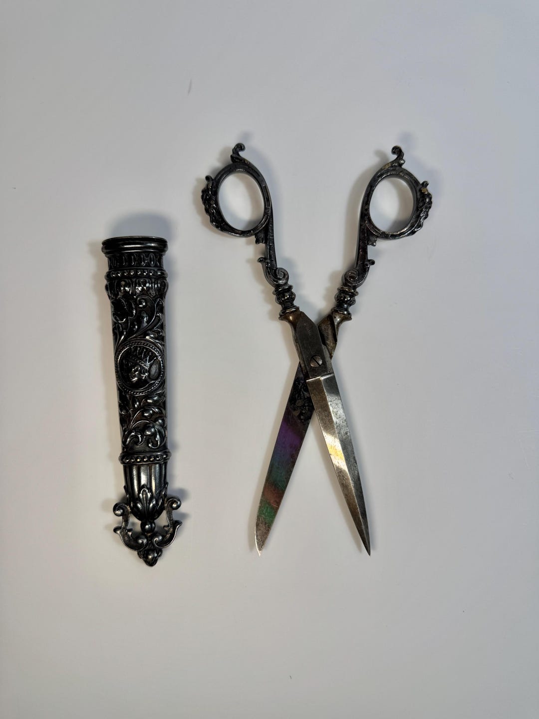 Exquisite Antique German Scissors With Sheath, Antique Sewing Scissors ...