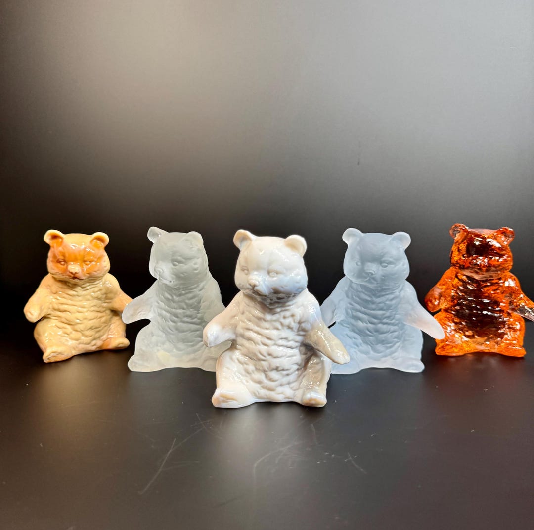 Mosser Glass Bear Figurines, Slag Glass, Manganese Bear, Desk ...