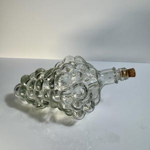 Vintage French Grape Cluster Glass Bottle + Cork, Decorative Grapes ...