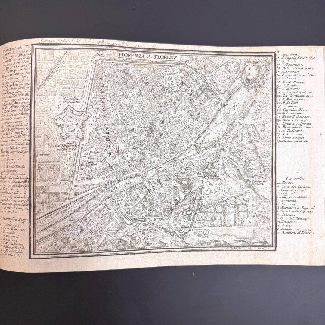 1720 Map of Florence, Italy by Gabriel Bodenehr the Elder, Original ...