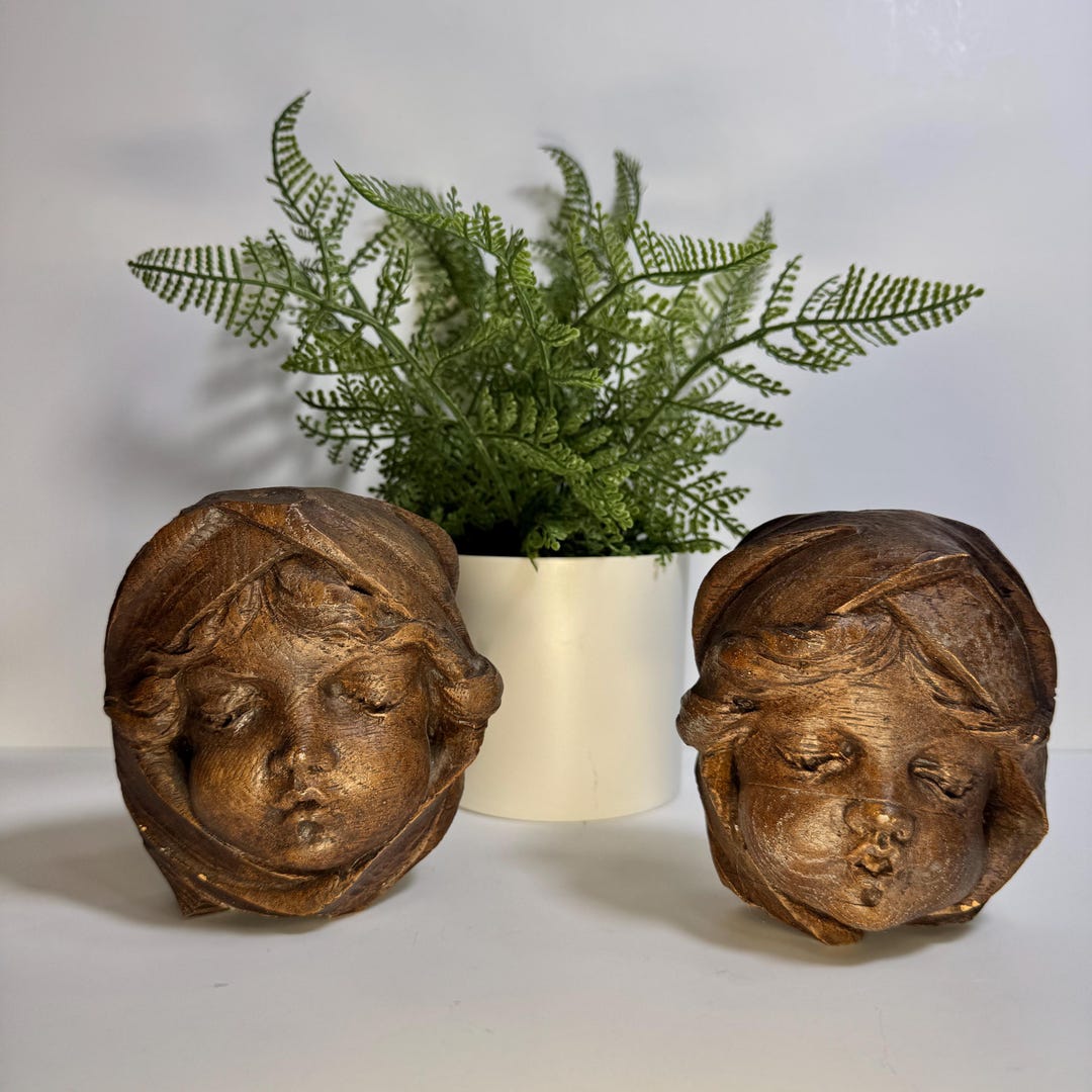 Italian Renaissance Style Cherub Busts • Vintage Pair of Cherubs Wall ...